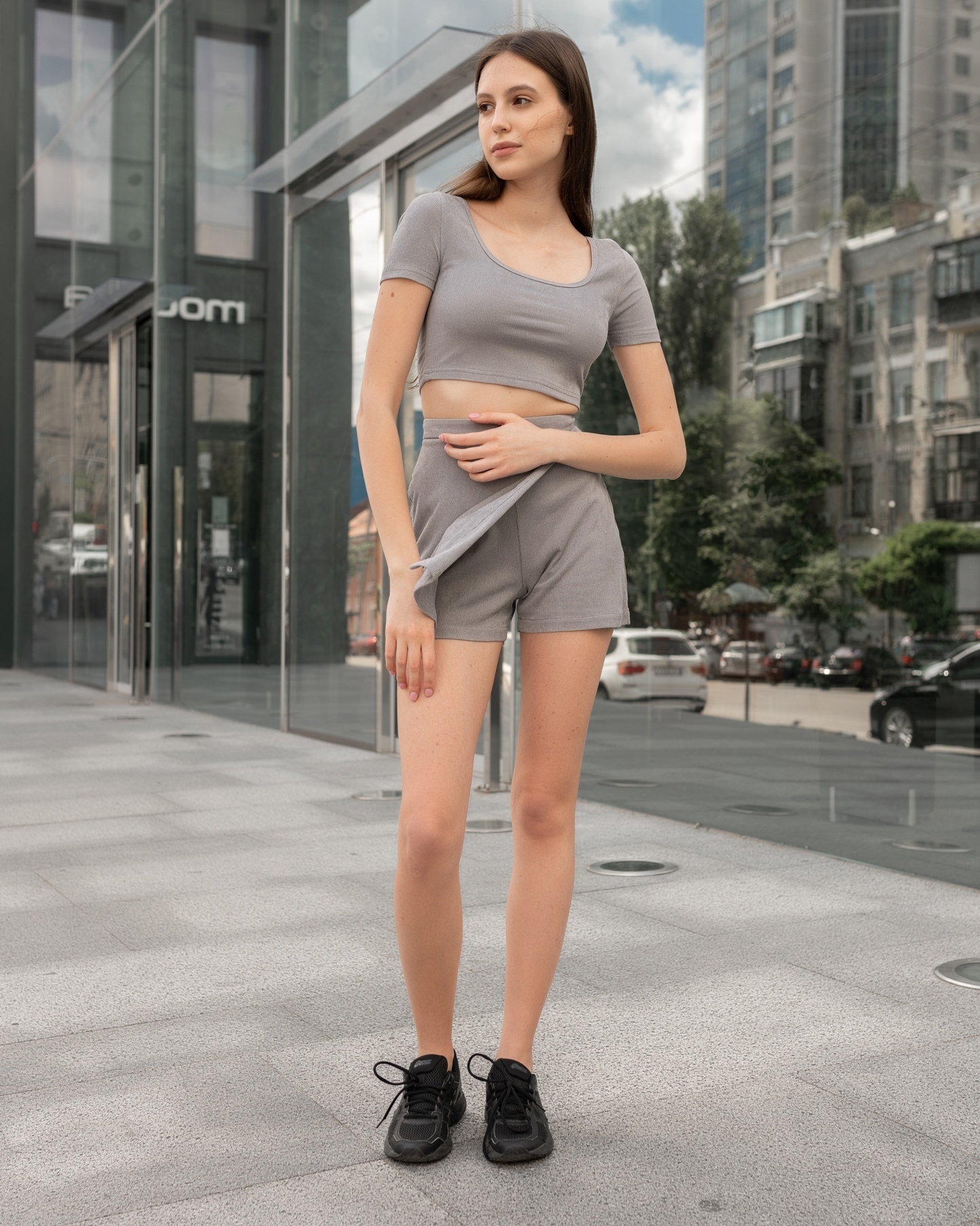 Жіночий костюм Staff ley gray сірий на літо молодіжний для прогулянок купити