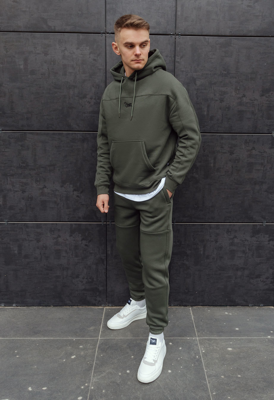 Спортивний костюм чоловічий Staff khaki logo fleece хакі недорогий на ...