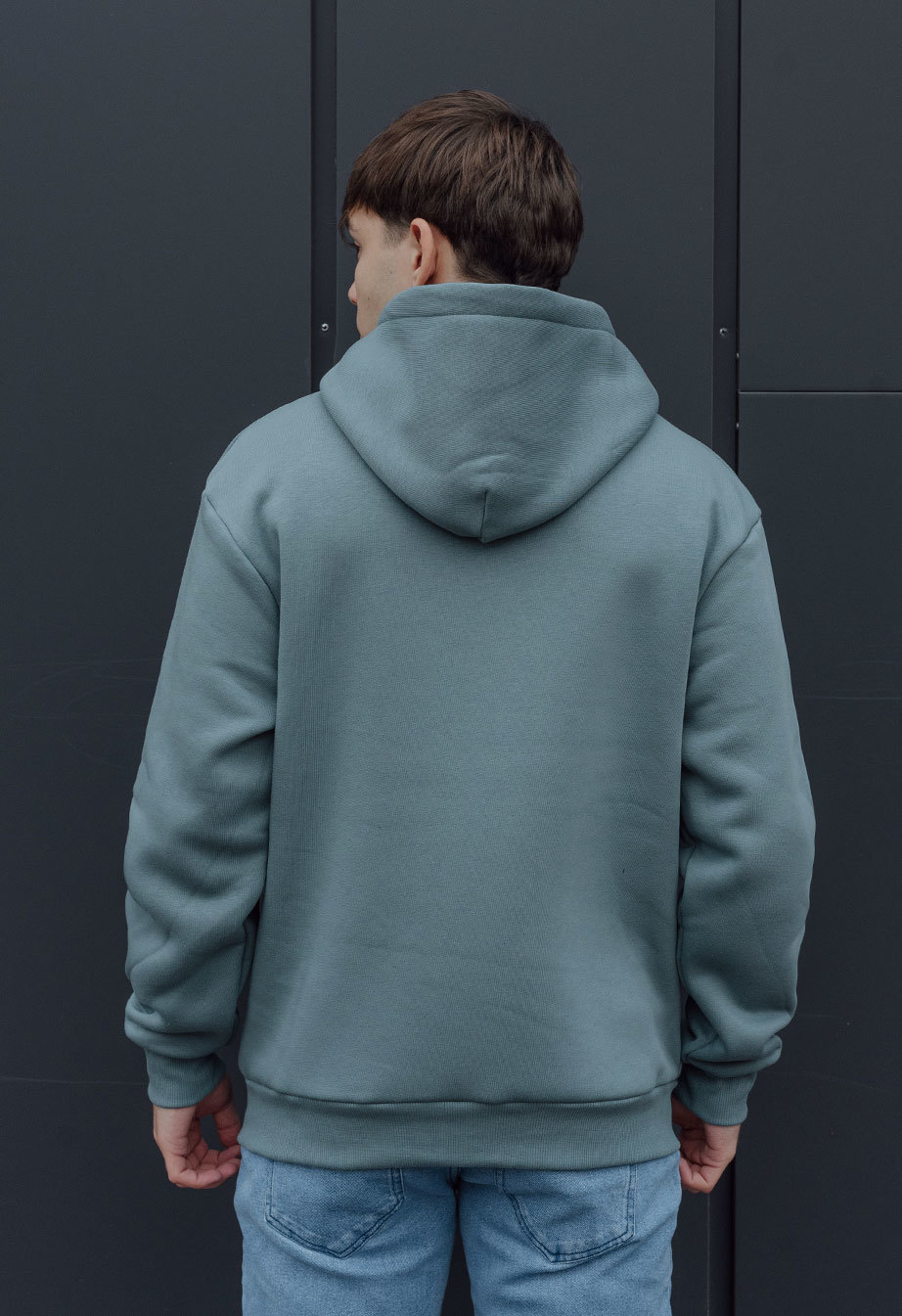 Чоловіче худі Staff logo dark turquoise fleece темно-бірюзове з логотипом на флісі тепле ...