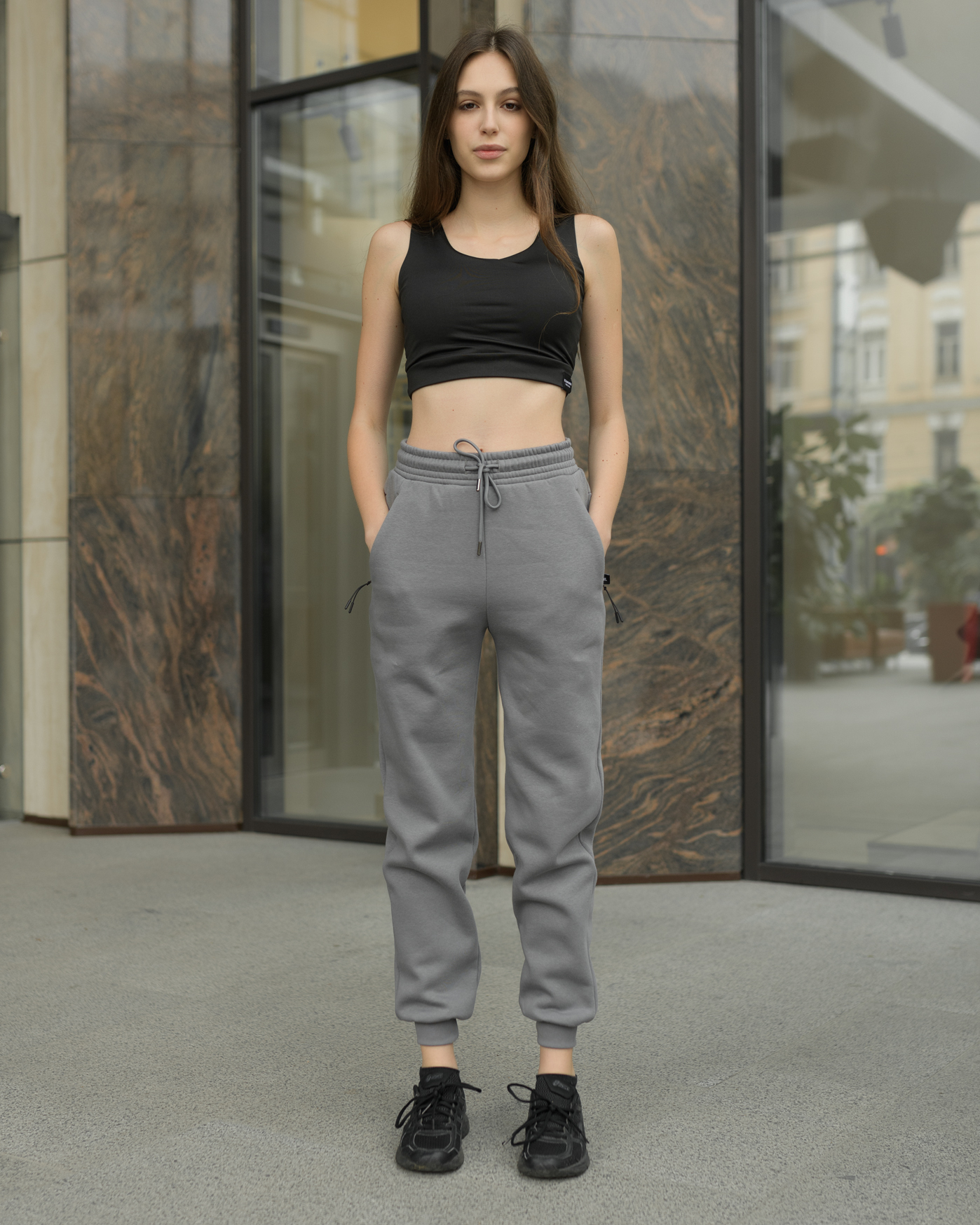 Джогери жіночі Staff gray basic fleece сірі базові на флісі утеплені модні купити