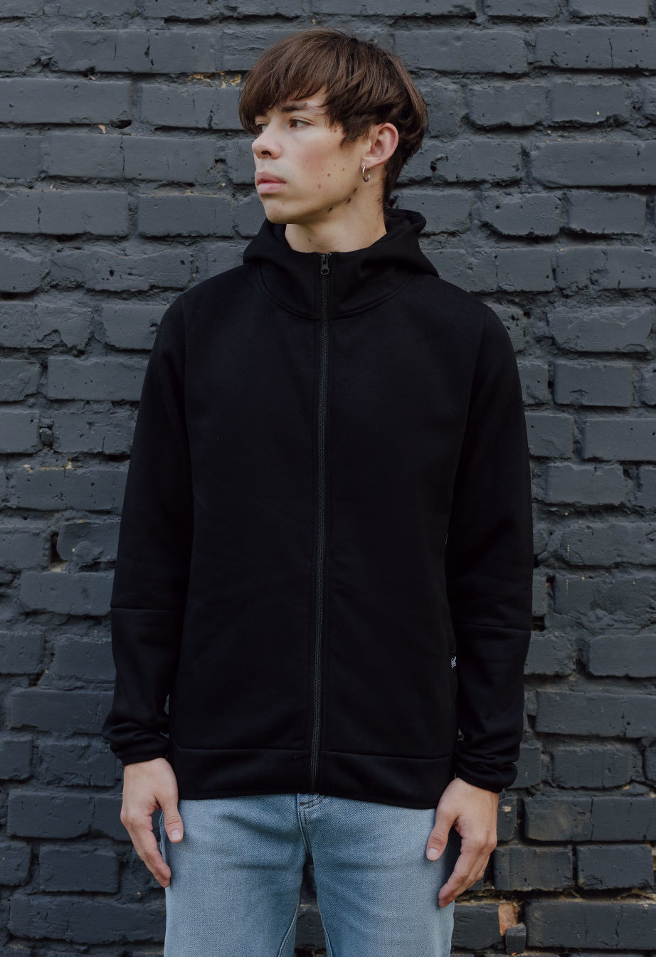 Худі чоловіче Staff Black Zip Fleece чорне на блискавці тепле на флісі брендове для хлопця ціна