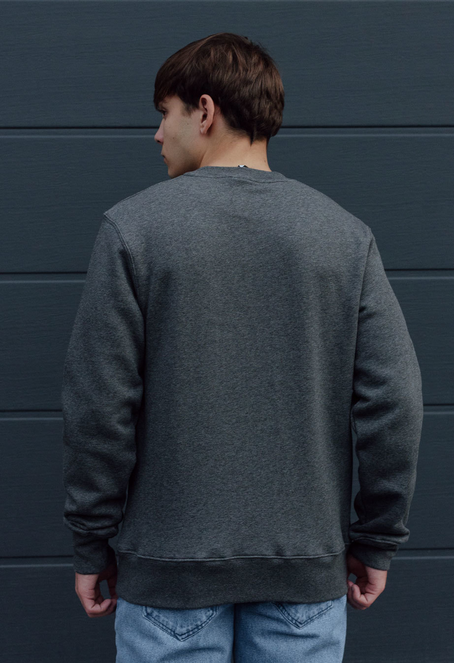 Світшот чоловічий Staff graphite basic fleece графітового кольору теплий базовий для підлітка ...