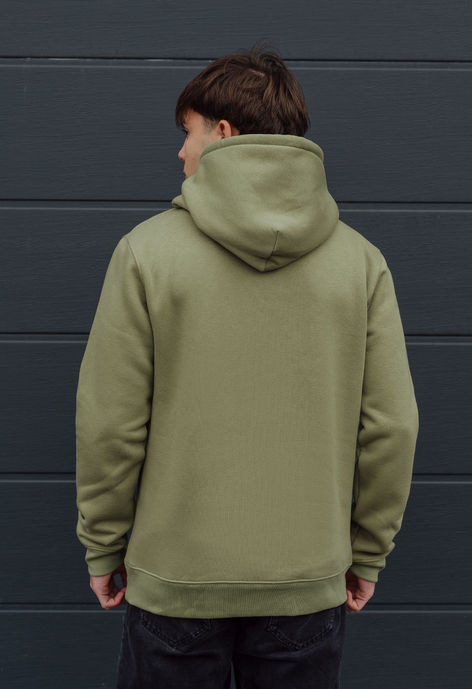 Толстовка чоловіча Staff dark green basic fleece темно-зелена на флісі базова недорога тепла ...