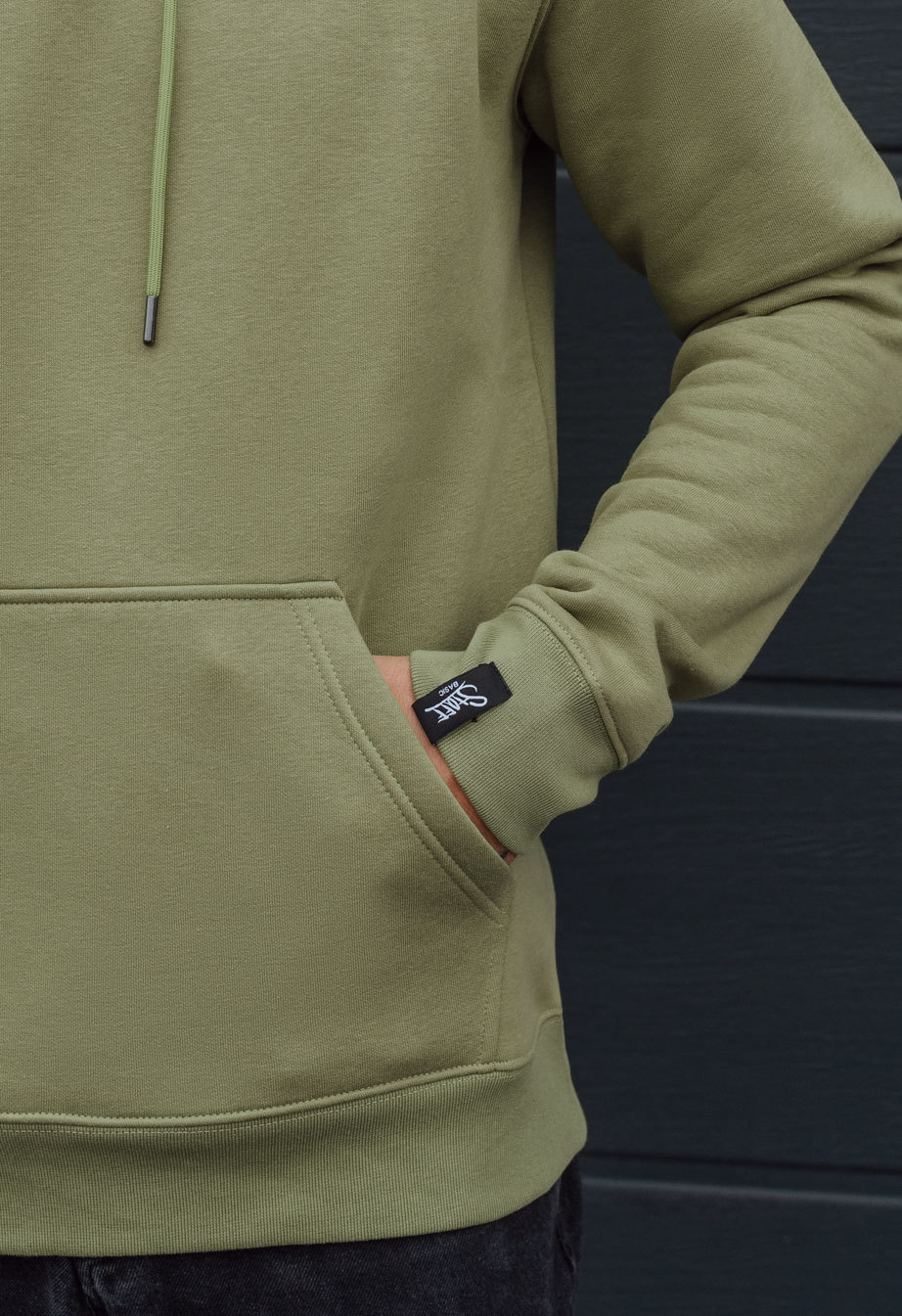 Толстовка чоловіча Staff dark green basic fleece темно-зелена на флісі базова недорога тепла ...