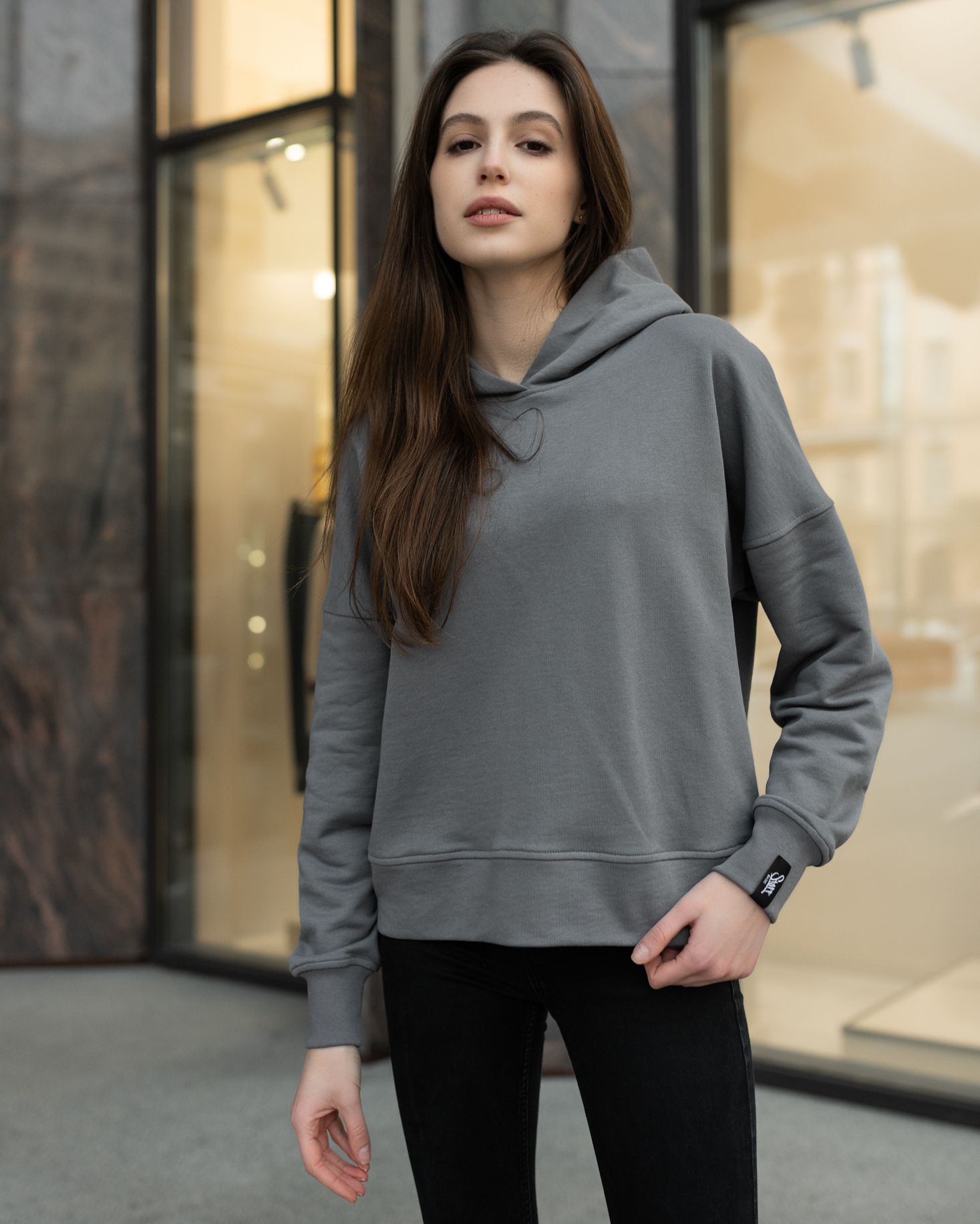 Худі жіноче Staff gray basic сіре молодіжне базове для жінки стильне ціна