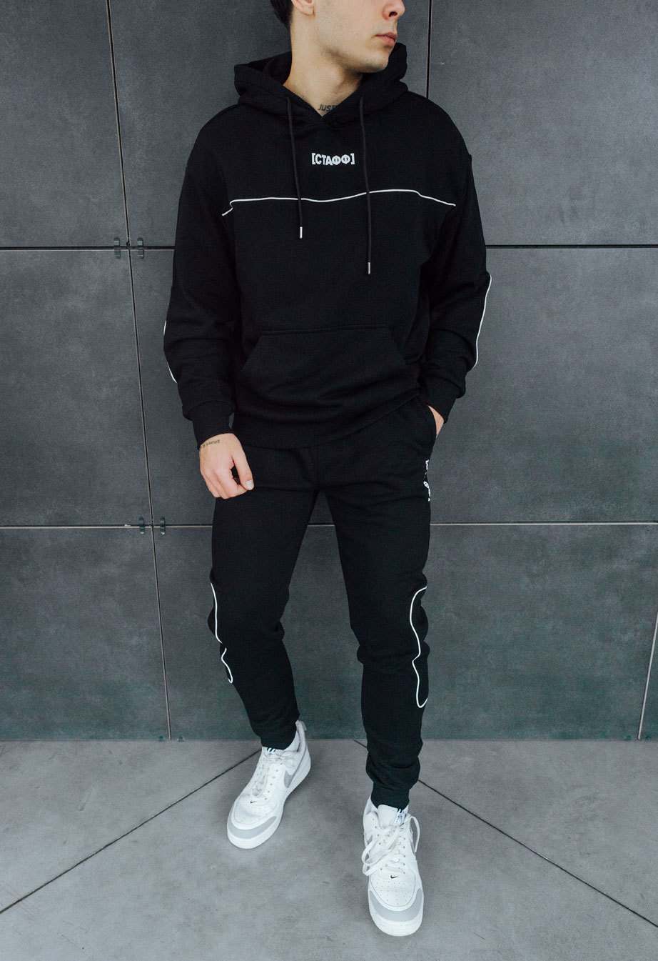 Спортивний костюм чоловічий Staff La Black Oversize чорний модний
