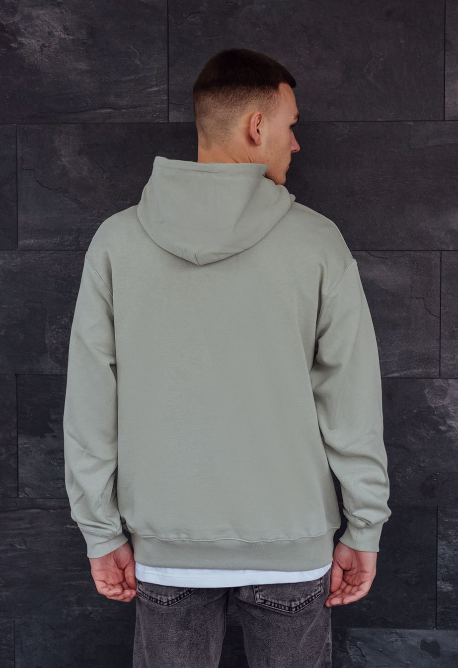 Худі чоловіче Staff gray basic oversize сіре брендове оверсайз базове ціна