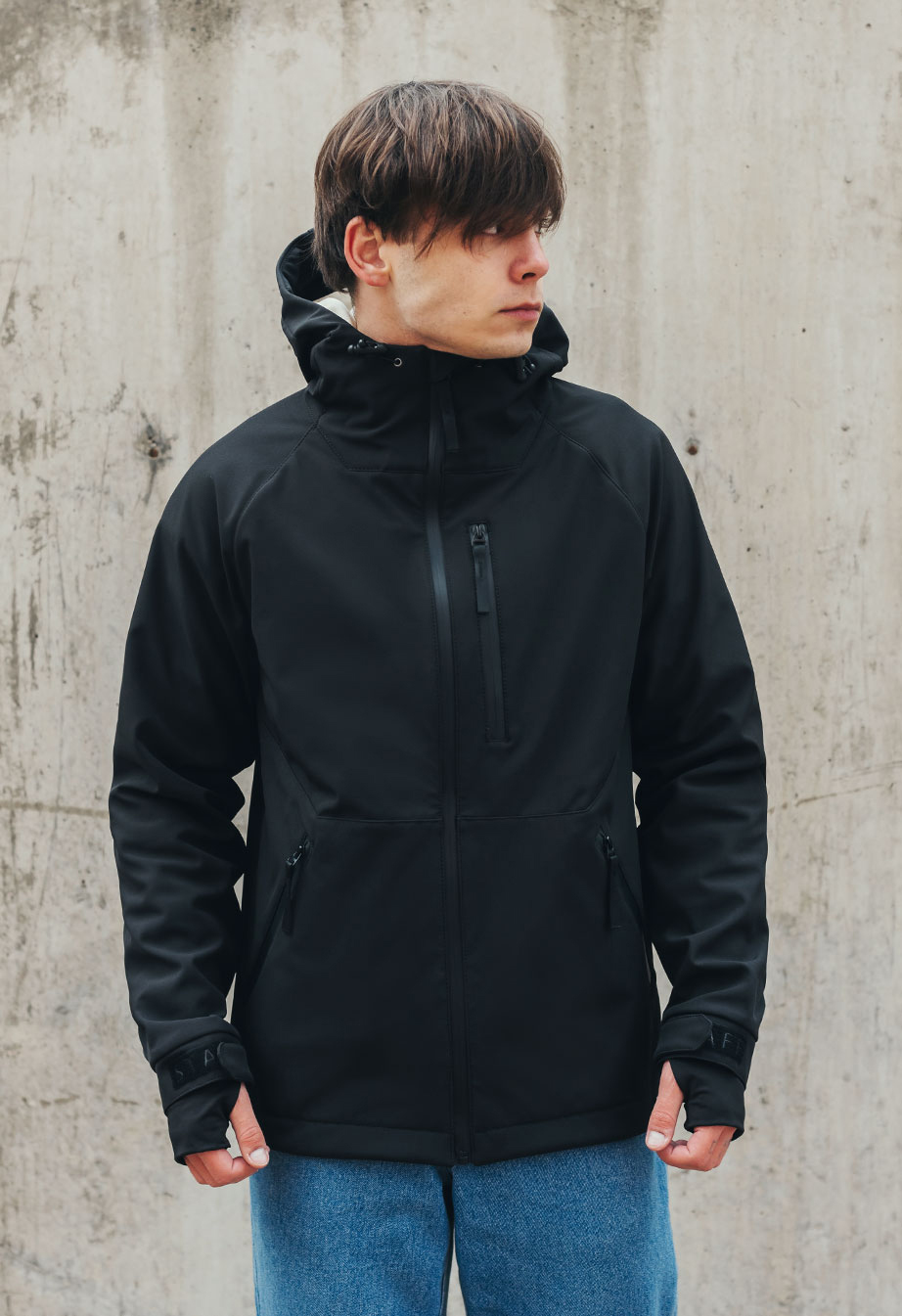 Чоловіча куртка Staff bu soft shell black чорна для хлопця водонепроникна тепла подовжена з ...