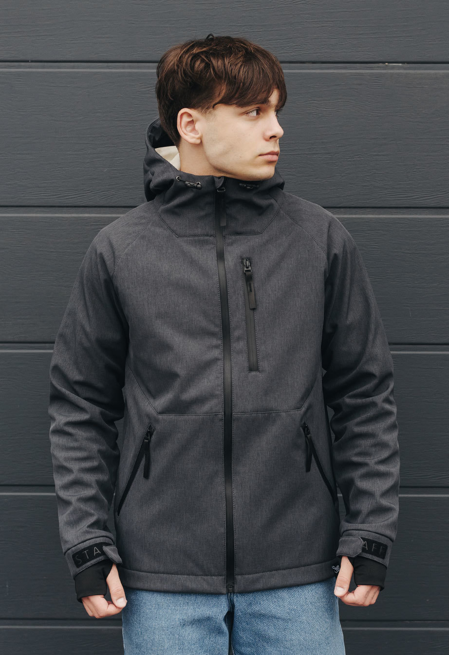 Чоловіча куртка Staff bu soft shell graphite графітового кольору з логотипом молодіжна весна ...