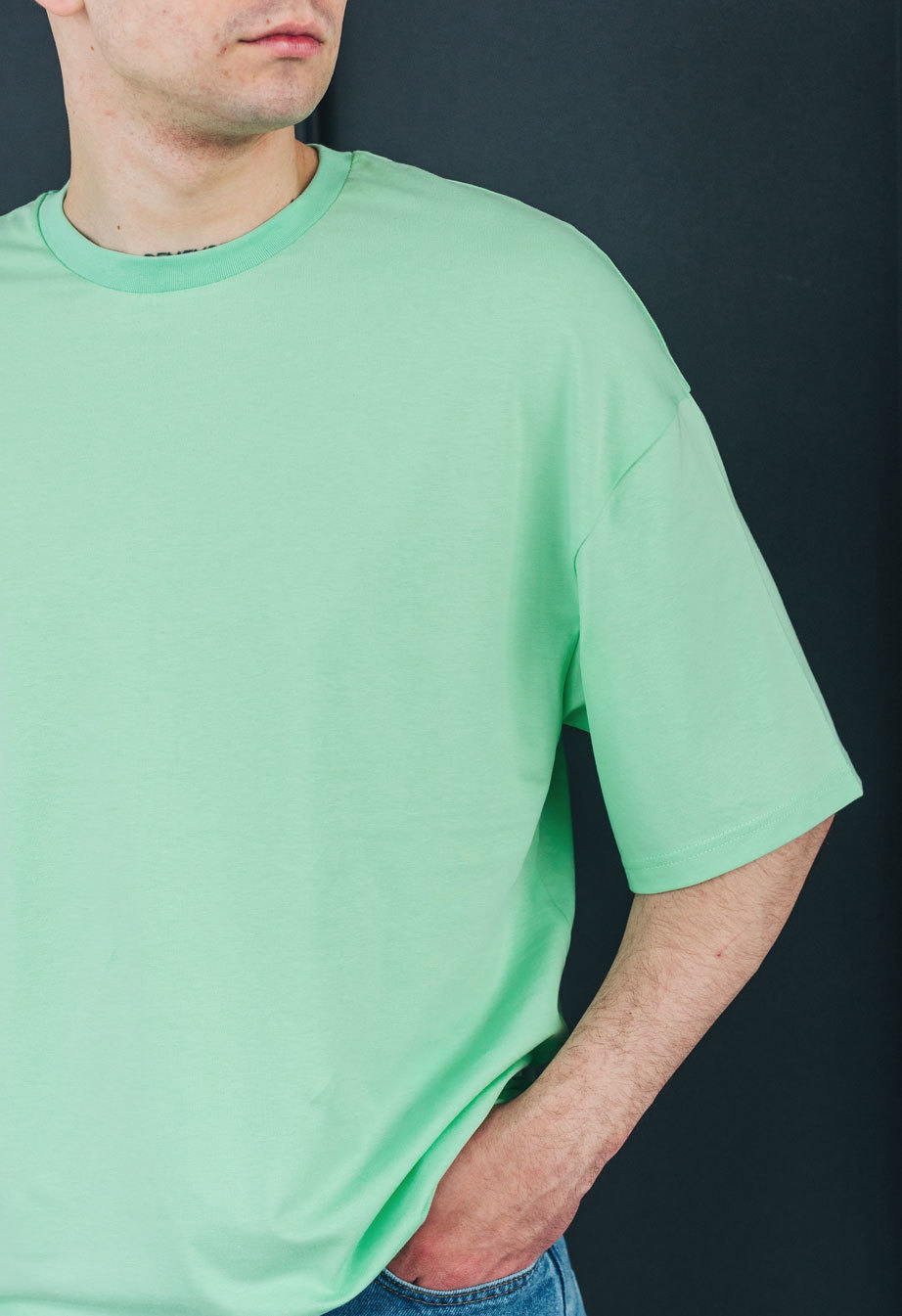 Футболка чоловіча Staff light green oversize салатова оверсайз брендова ...