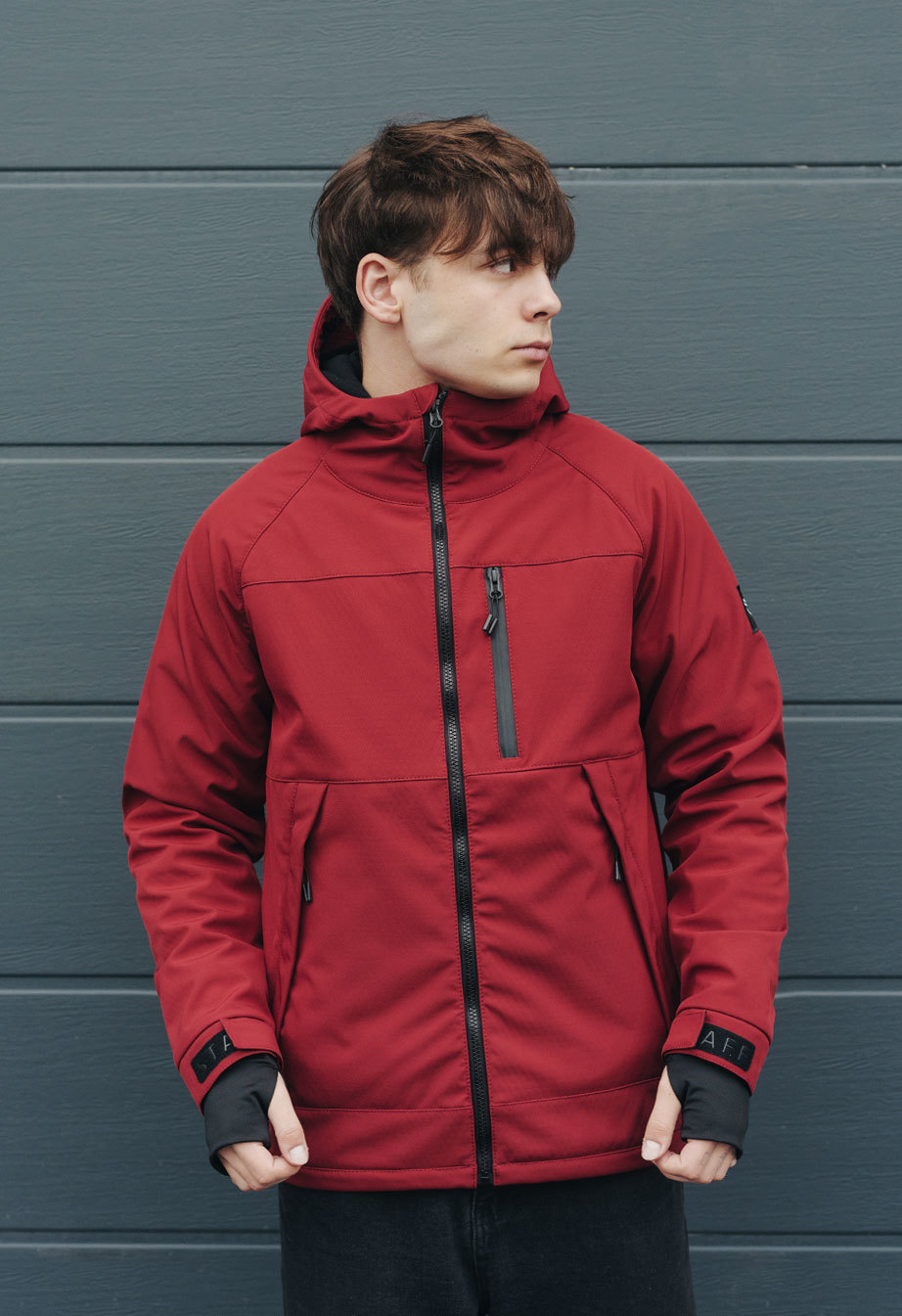 Чоловіча куртка Staff soft shell ny bordo бордова водонепроникна з капюшоном тепла для хлопця ...