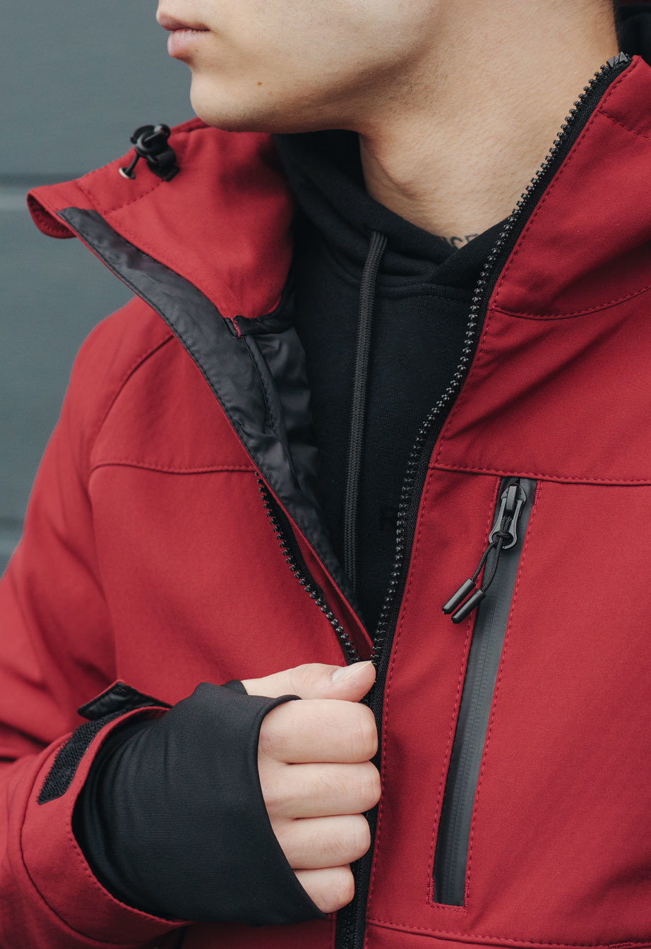 Чоловіча куртка Staff soft shell ny bordo бордова водонепроникна з капюшоном тепла для хлопця ...