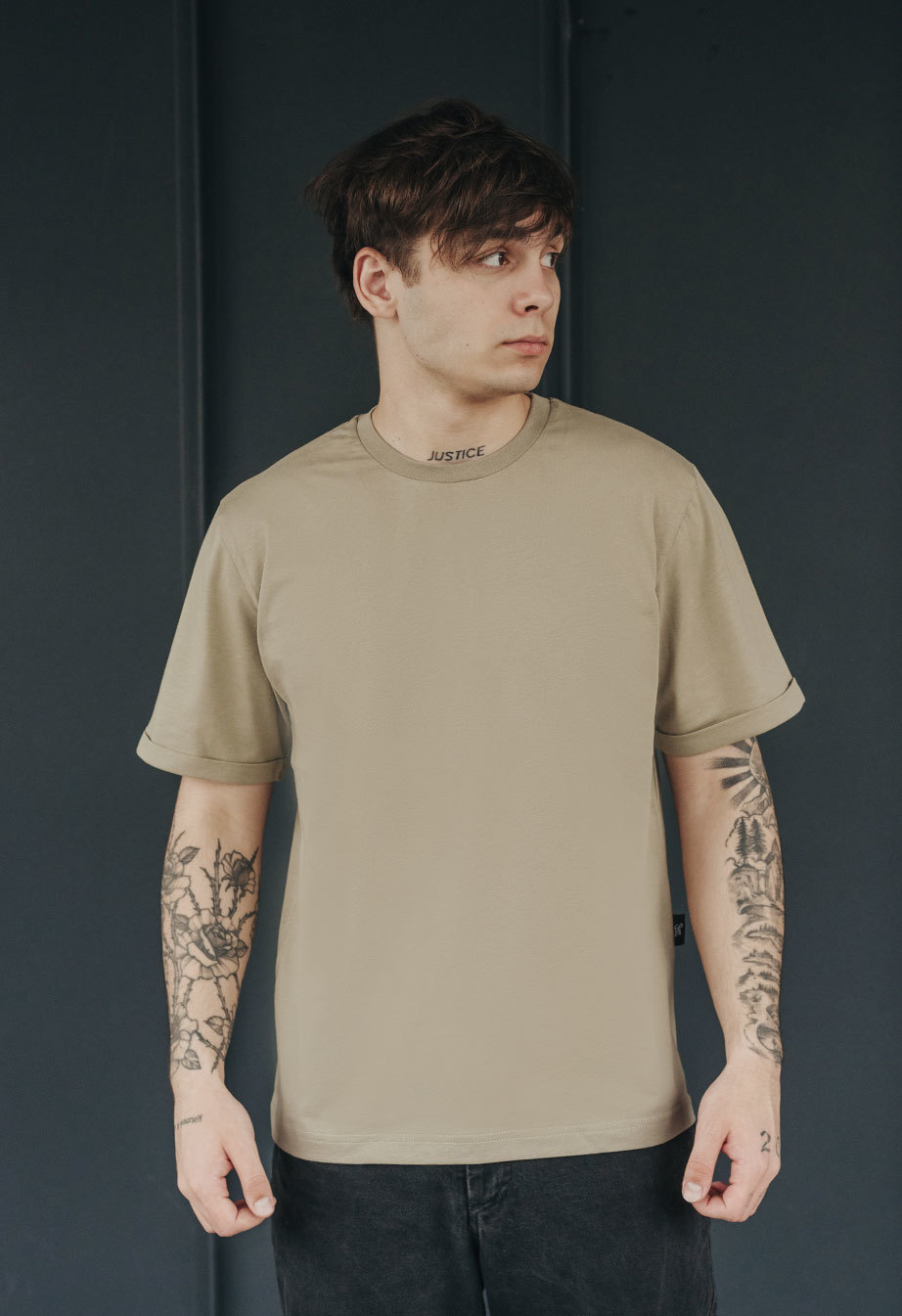 Футболка чоловіча Staff light brown basic світло-коричнева бавовняна базова молодіжна однотонна ціна