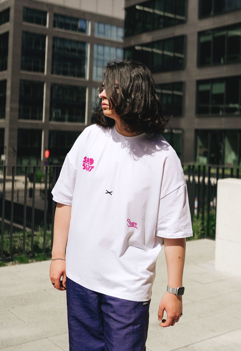 Футболка чоловіча Staff x SadSvit white oversize біла оверсайз з ...