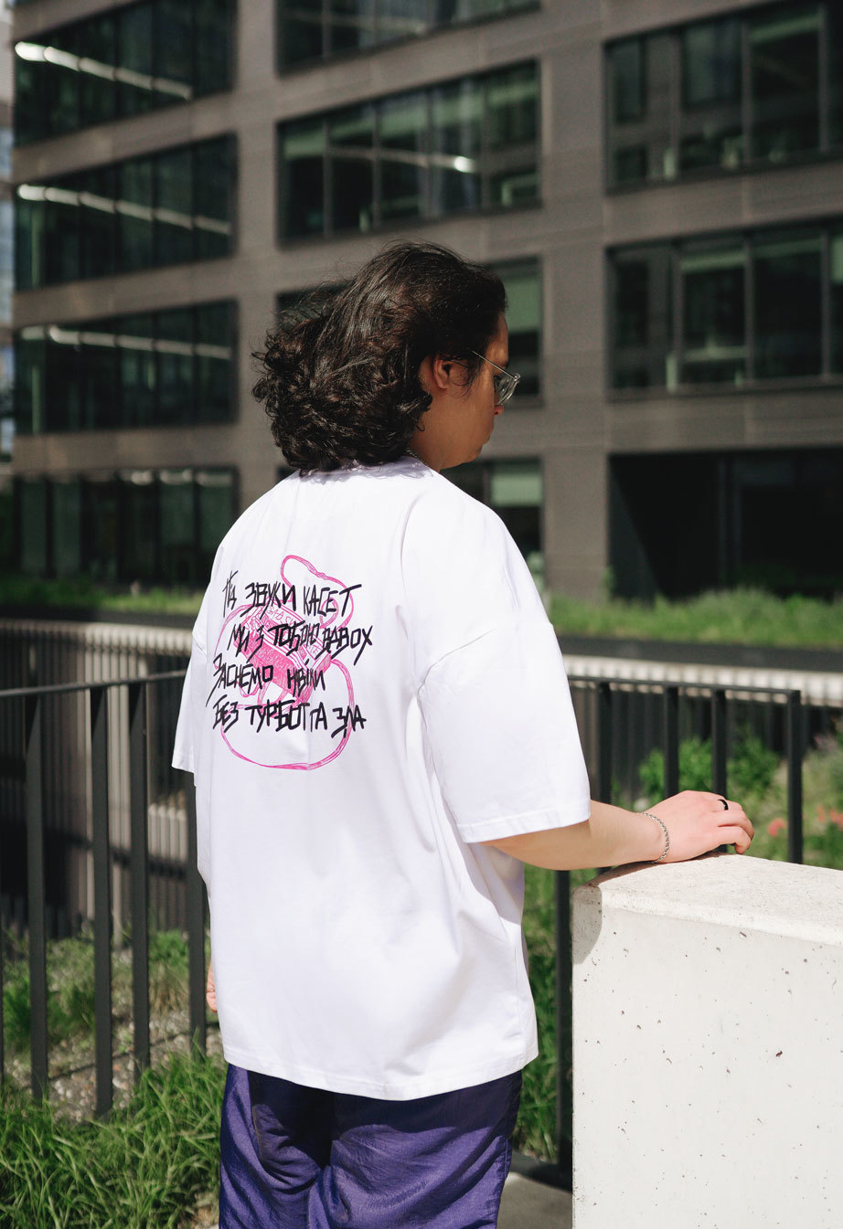 Футболка чоловіча Staff x SadSvit white oversize біла оверсайз з ...