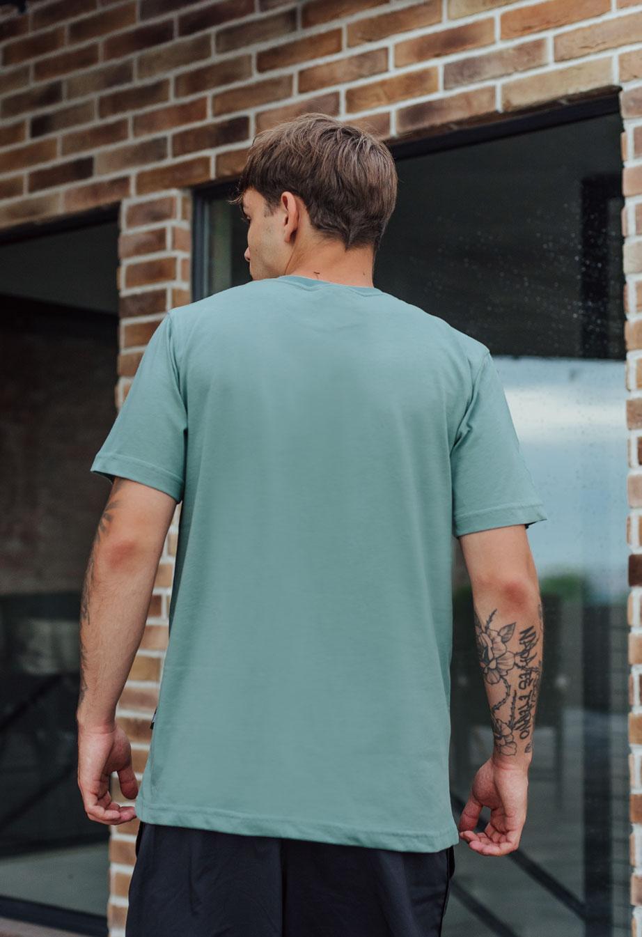 Футболка чоловіча Staff turquoise basic бірюзового кольору молодіжна однотонна бавовняна базова ціна