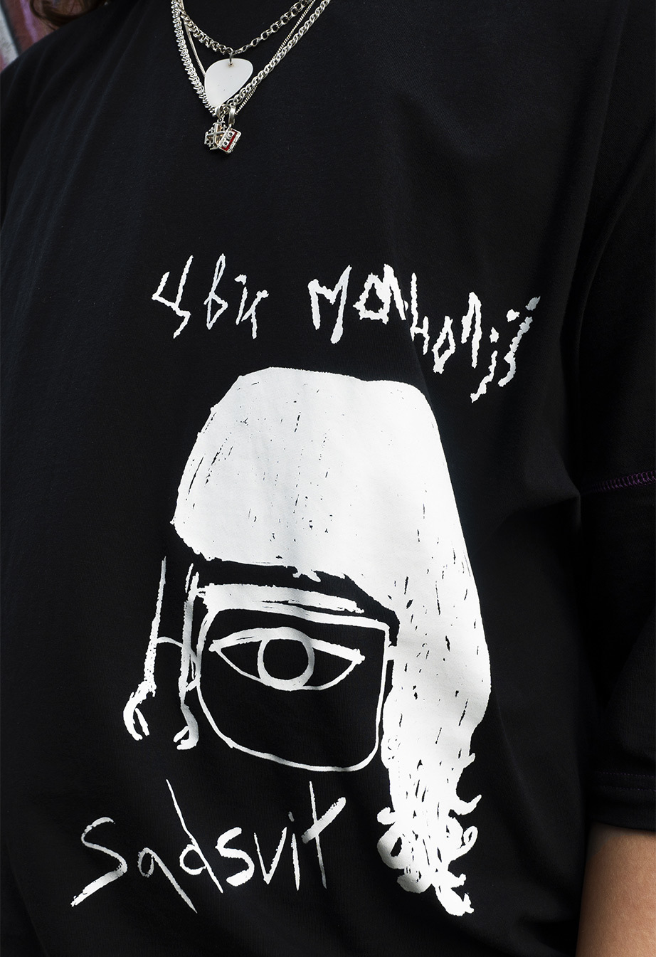 Футболка чоловіча Staff x SadSvit Цвіт Магнолії black oversize чорна ...
