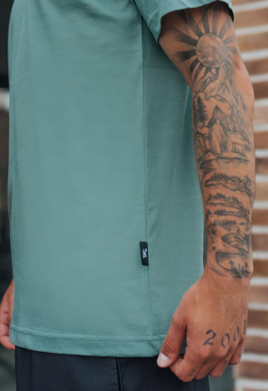 Футболка чоловіча Staff turquoise basic бірюзового кольору молодіжна однотонна бавовняна базова ціна