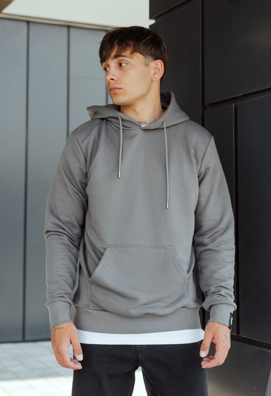 Толстовка чоловіча Staff gray basic сіра однотонна недорога базова купити