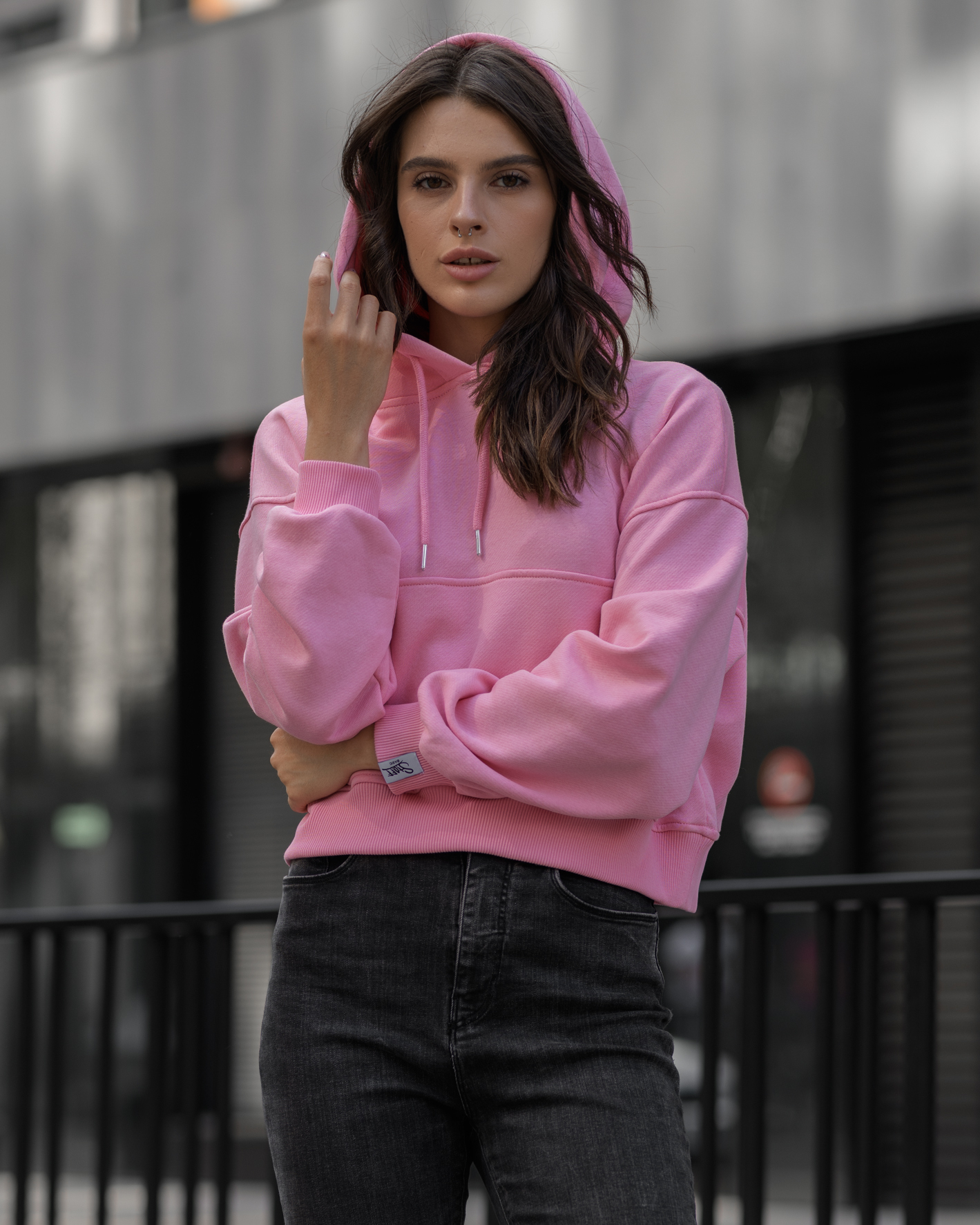 Толстовка жіноча Staff mi pink рожева укорочена однотонна оверсайз ...