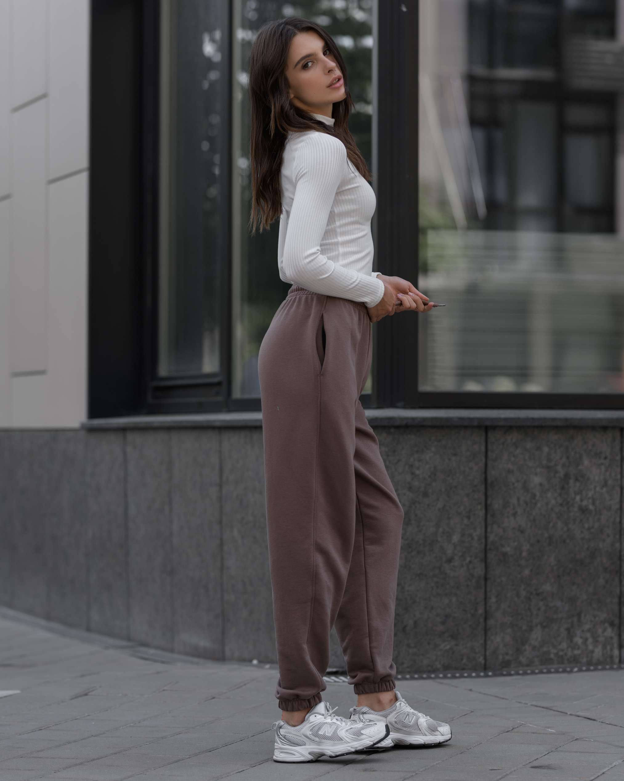 Джогери жіночі Staff brown oversize коричневі брендові оверсайз однотонні купити