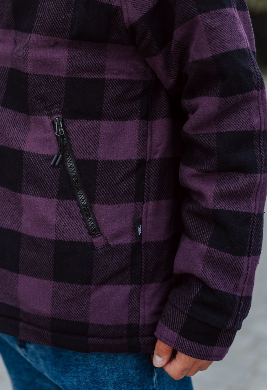 Куртка сорочка чоловіча з хутром Staff Ha C1 чорно фіолетова утеплена демісезонна молодіжна в