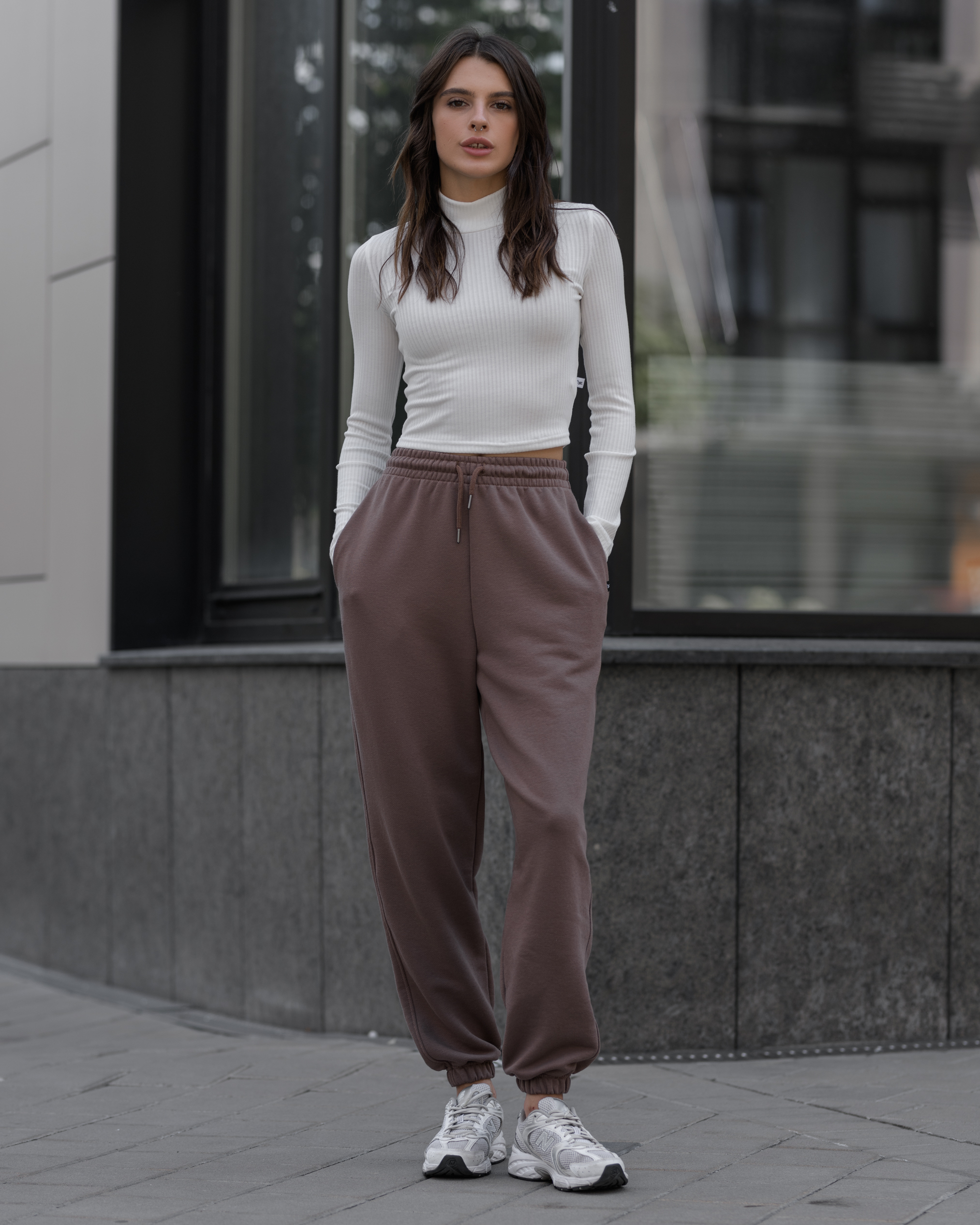 Джогери жіночі Staff brown oversize коричневі брендові оверсайз однотонні купити