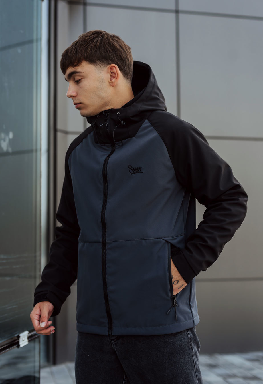 Чоловіча куртка Staff ita soft shell black & graphite чорно-графітового кольору весна-осінь з ...