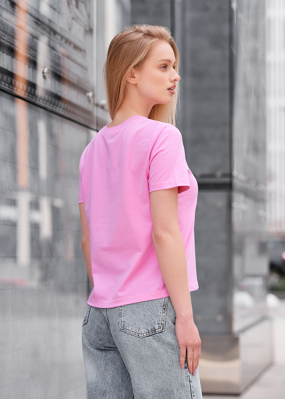 Жіноча футболка Staff sum pink рожева однотонна для дівчини купити