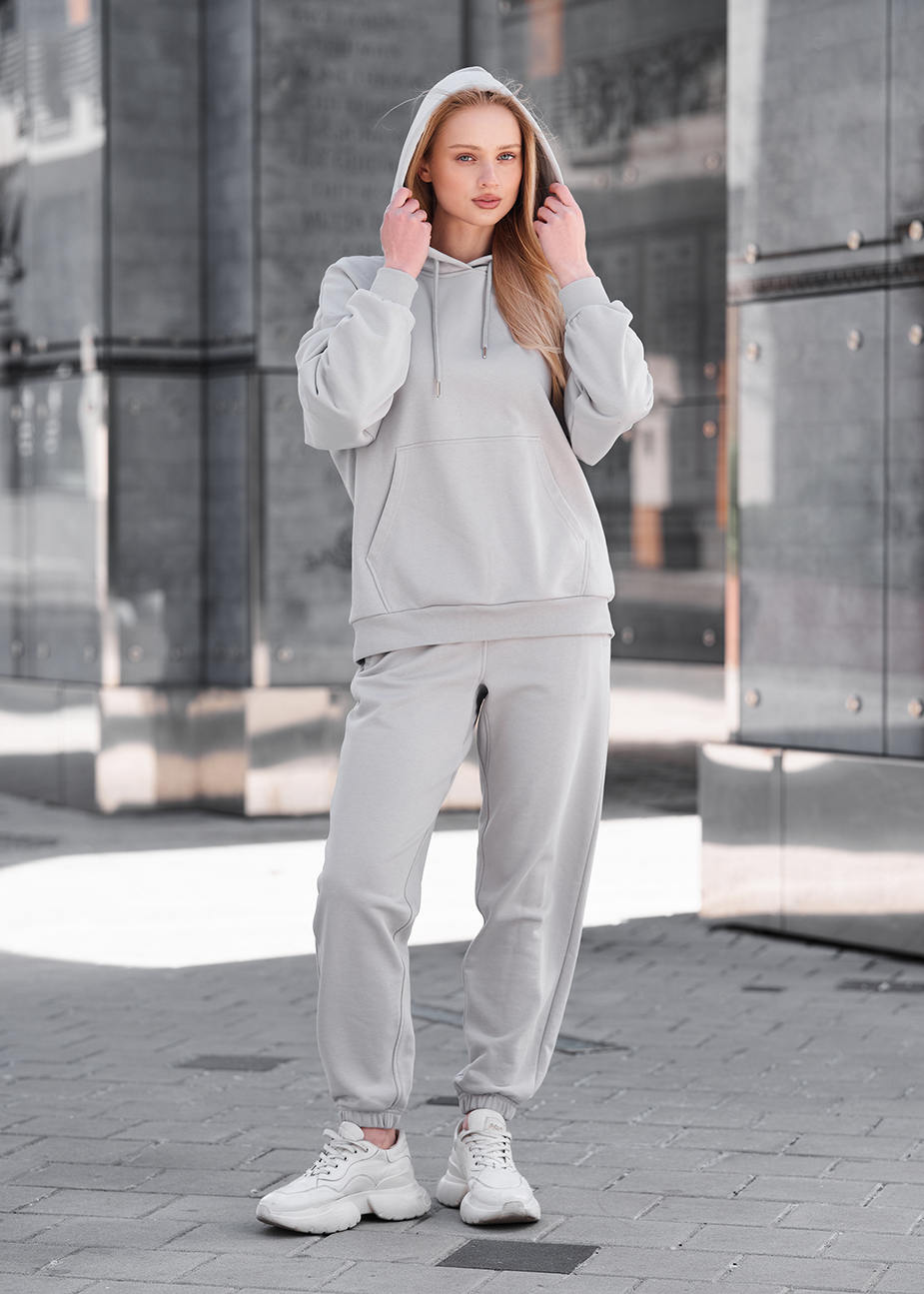 Спортивний костюм жіночий Staff lex light gray oversize світло-сірий бавовняний оверсайз ...