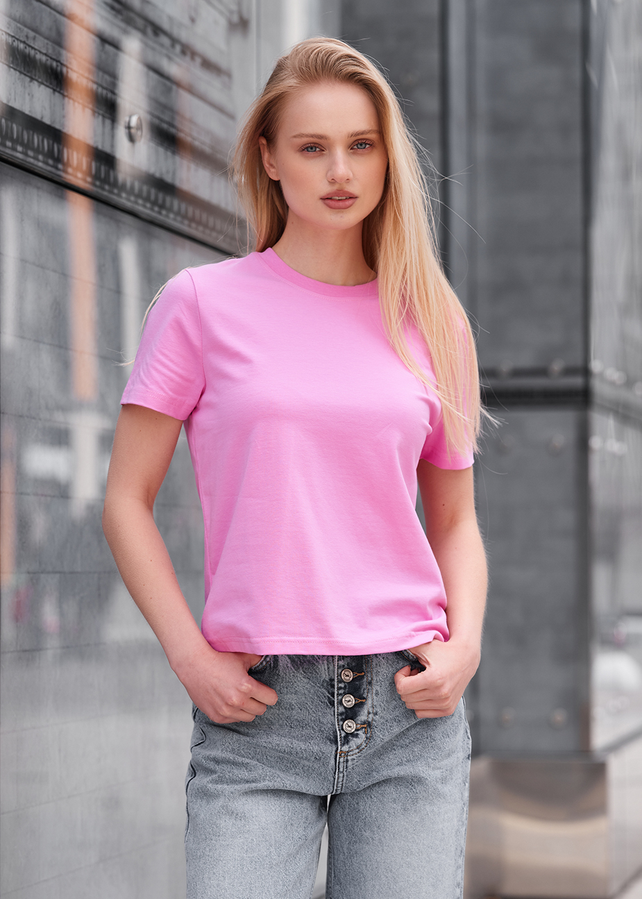 Жіноча футболка Staff sum pink рожева однотонна для дівчини купити