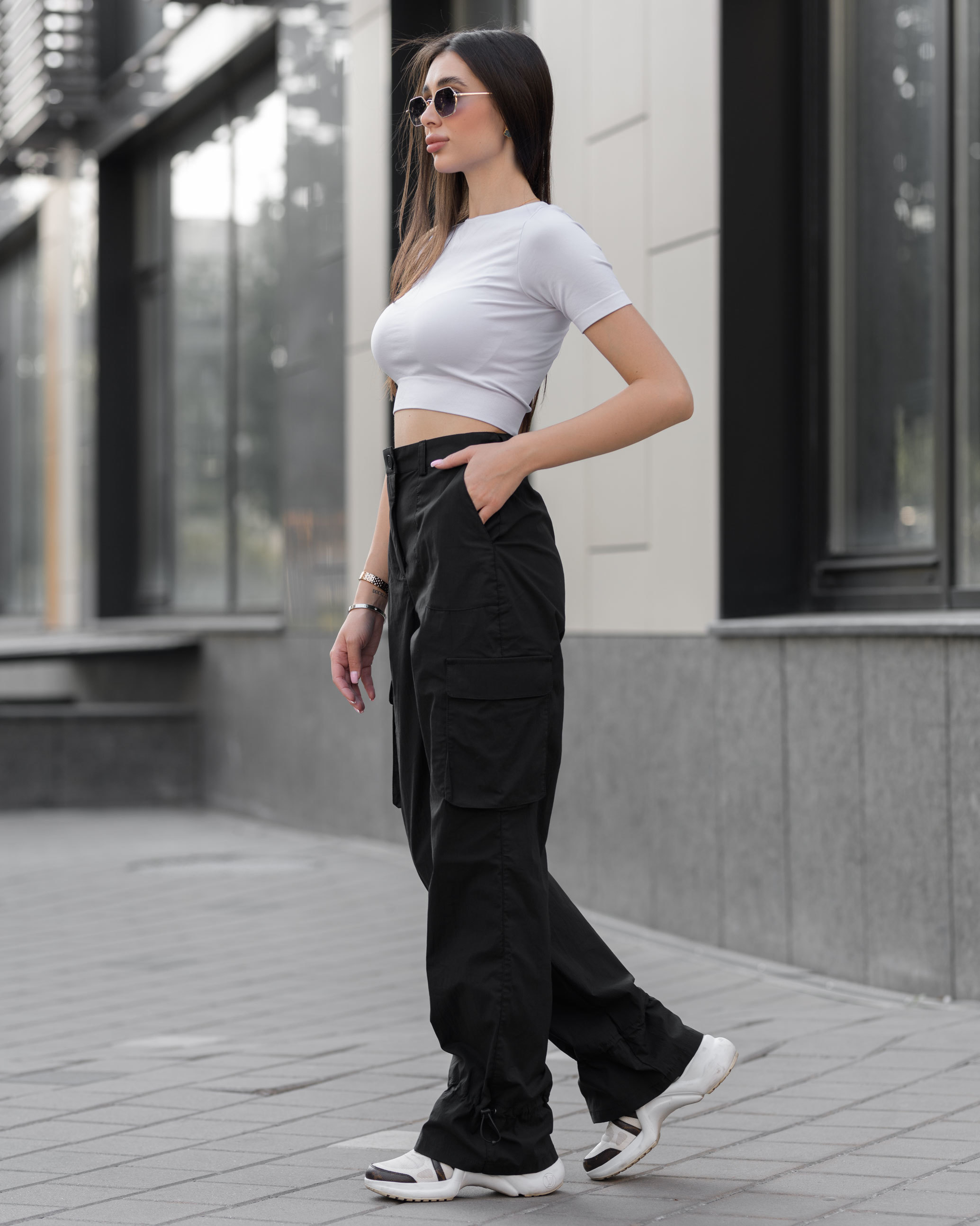 Штани карго жіночі Staff cargo black чорні модні однотонні ...