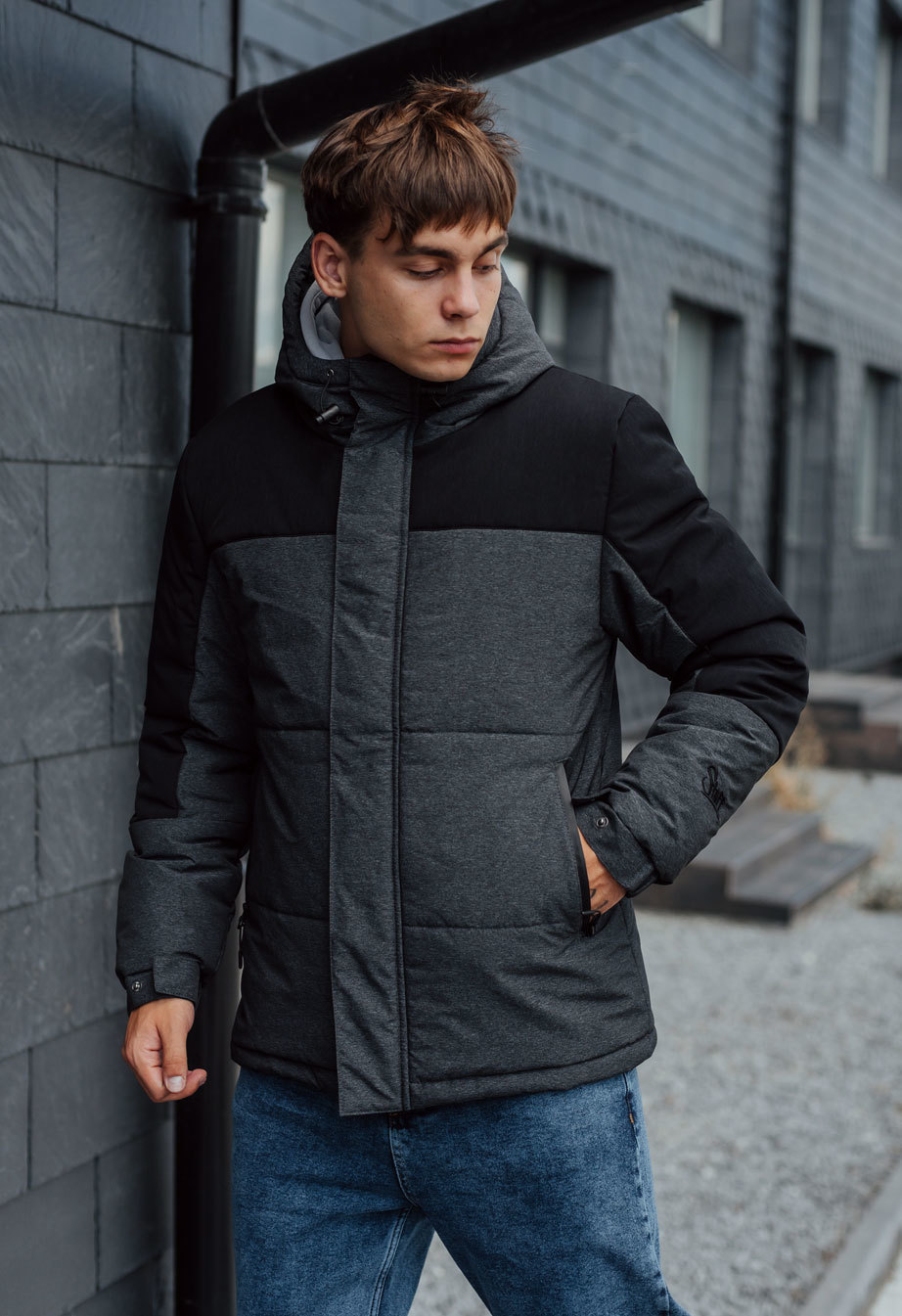 Куртка зимова чоловіча Staff mi graphite & black графітово-чорного кольору тепла для хлопця ...