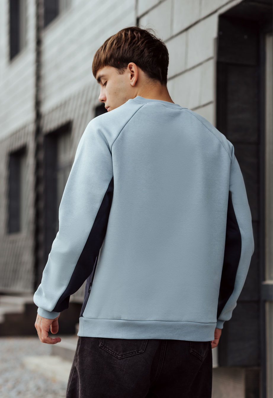 Світшот чоловічий Staff light blue logo oversize fleece блакитний з логотипом оверсайз на флісі ...