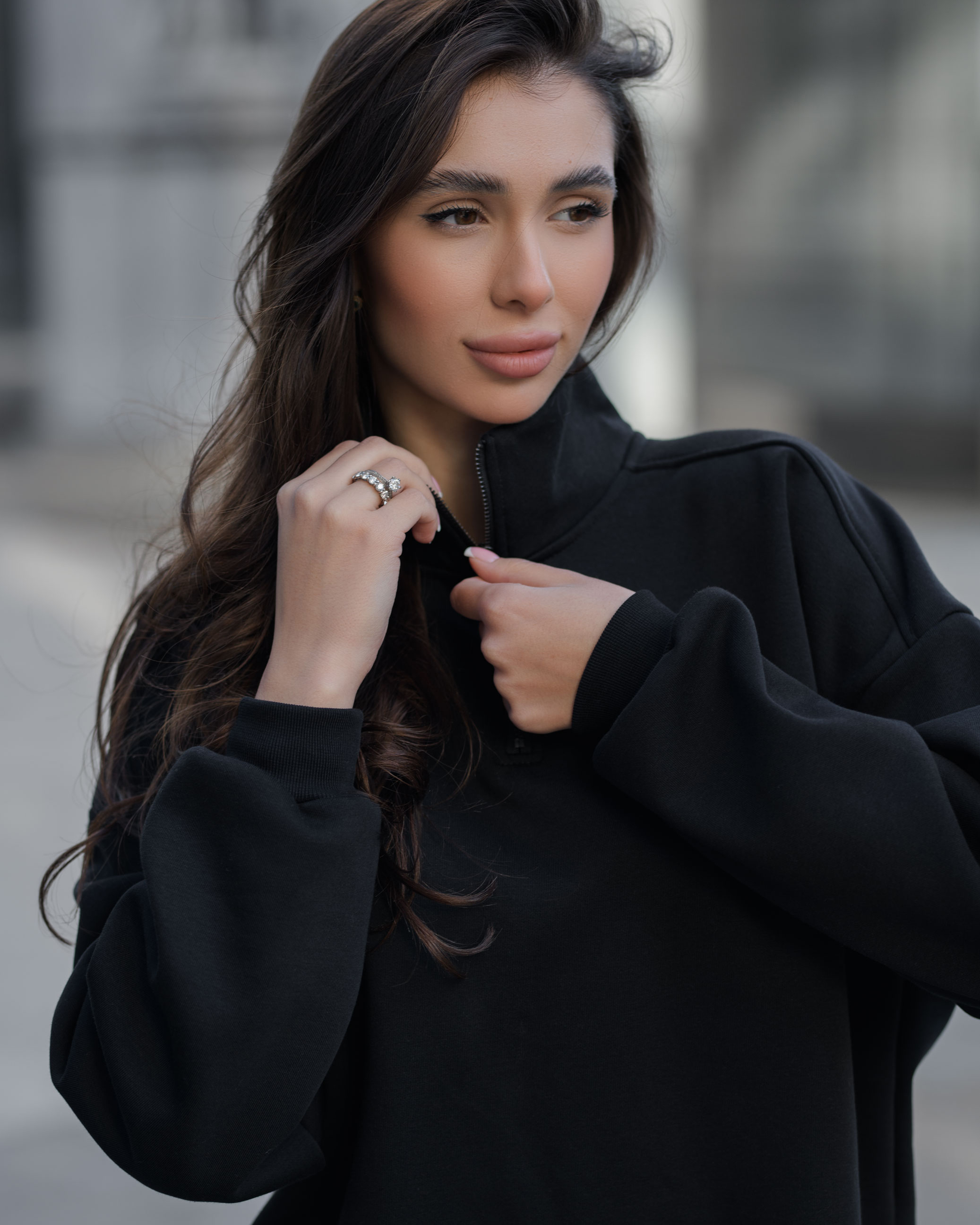 Олімпійка жіноча Staff le black oversize fleece чорна молодіжна на флісі оверсайз утеплена на ...