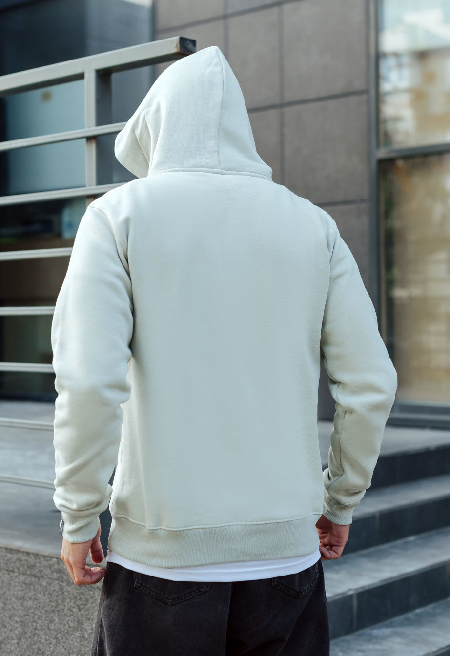 Чоловіче худі Staff light gray olive basic fleece сіро-оливкового кольору утеплене базове для ...