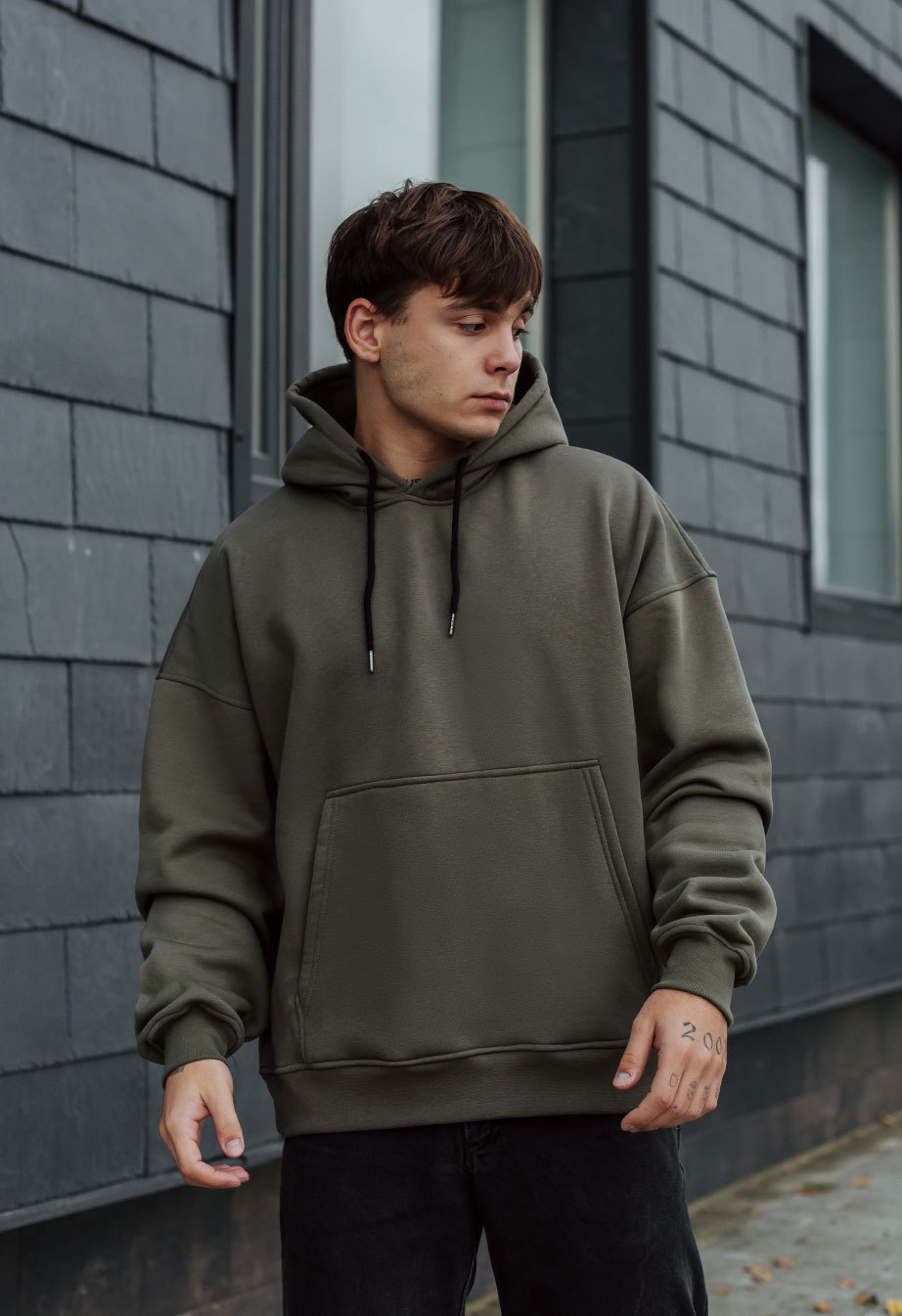 Толстовка чоловіча Staff dark khaki basic oversize fleece темний хакі ...