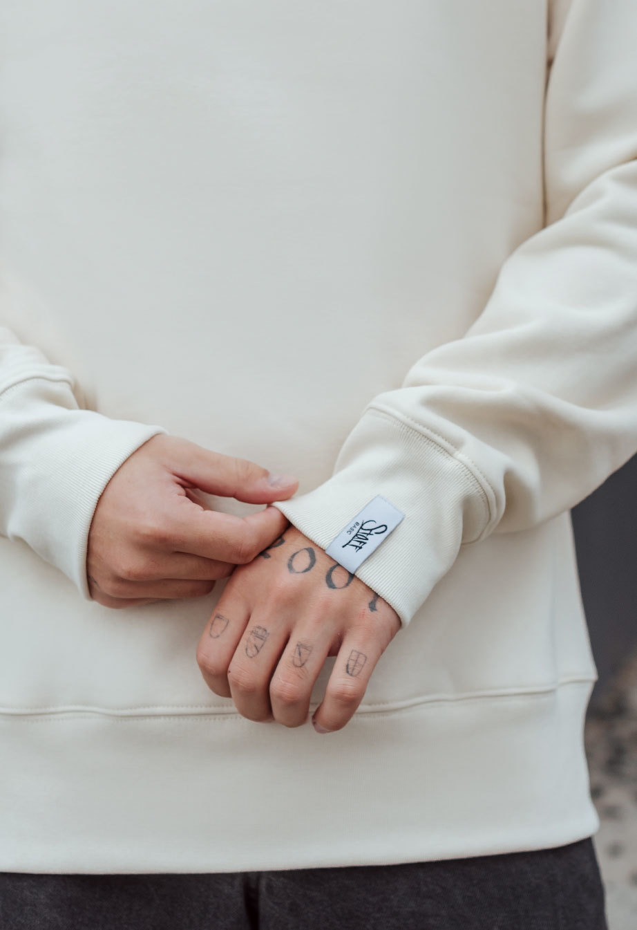 Світшот чоловічий Staff milk basic fleece молочного кольору базовий для підлітка теплий ...