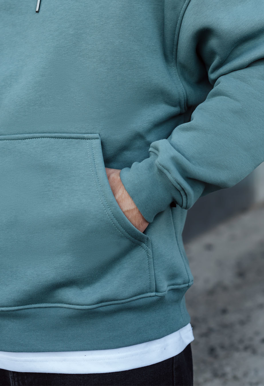 Толстовка чоловіча Staff turquoise oversize fleece бірюзового кольору для підлітка однотонна на ...