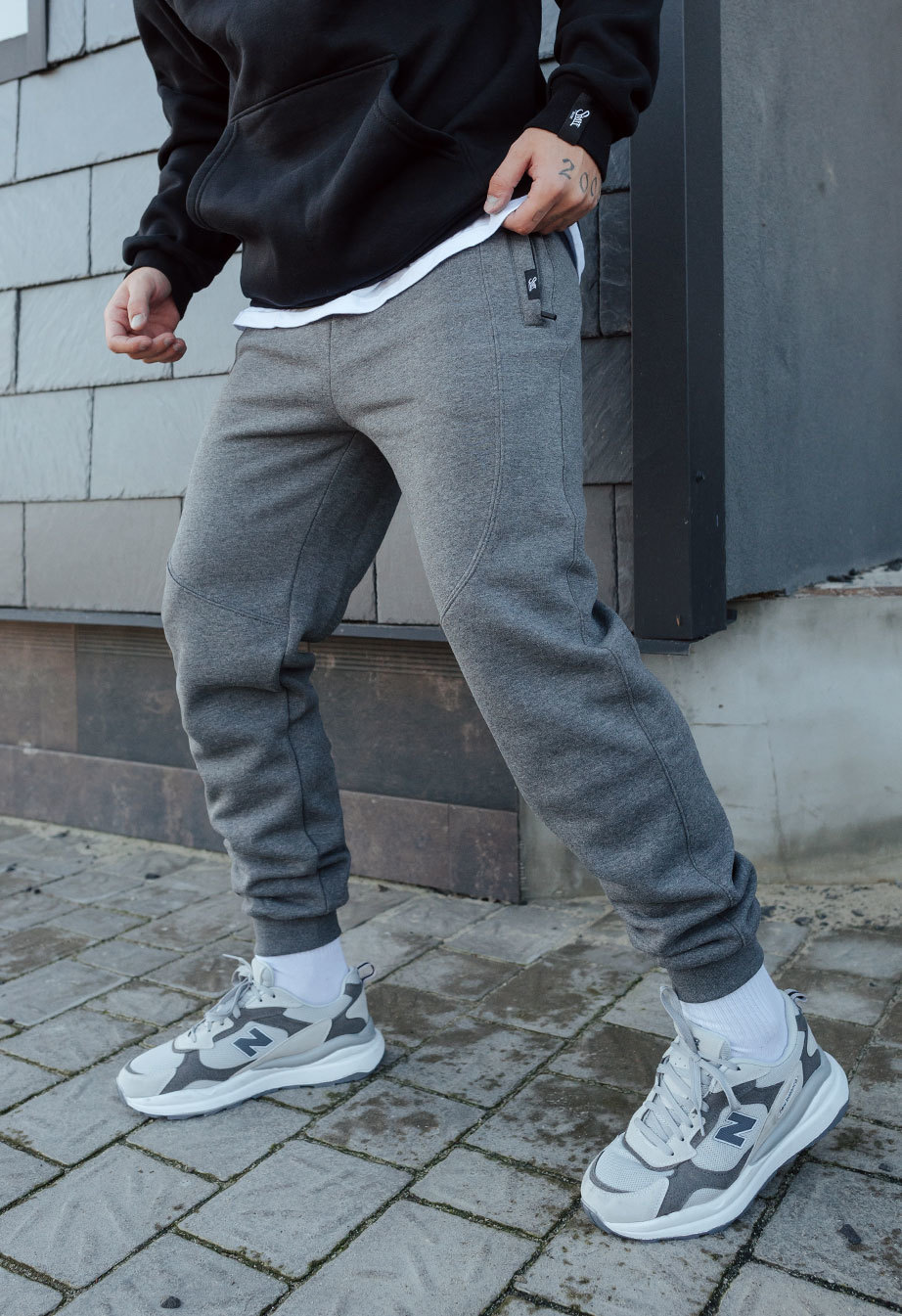 Спортивні чоловічі штани Staff g graphite fleece графітового кольору недорогі бавовняні на флісі ...