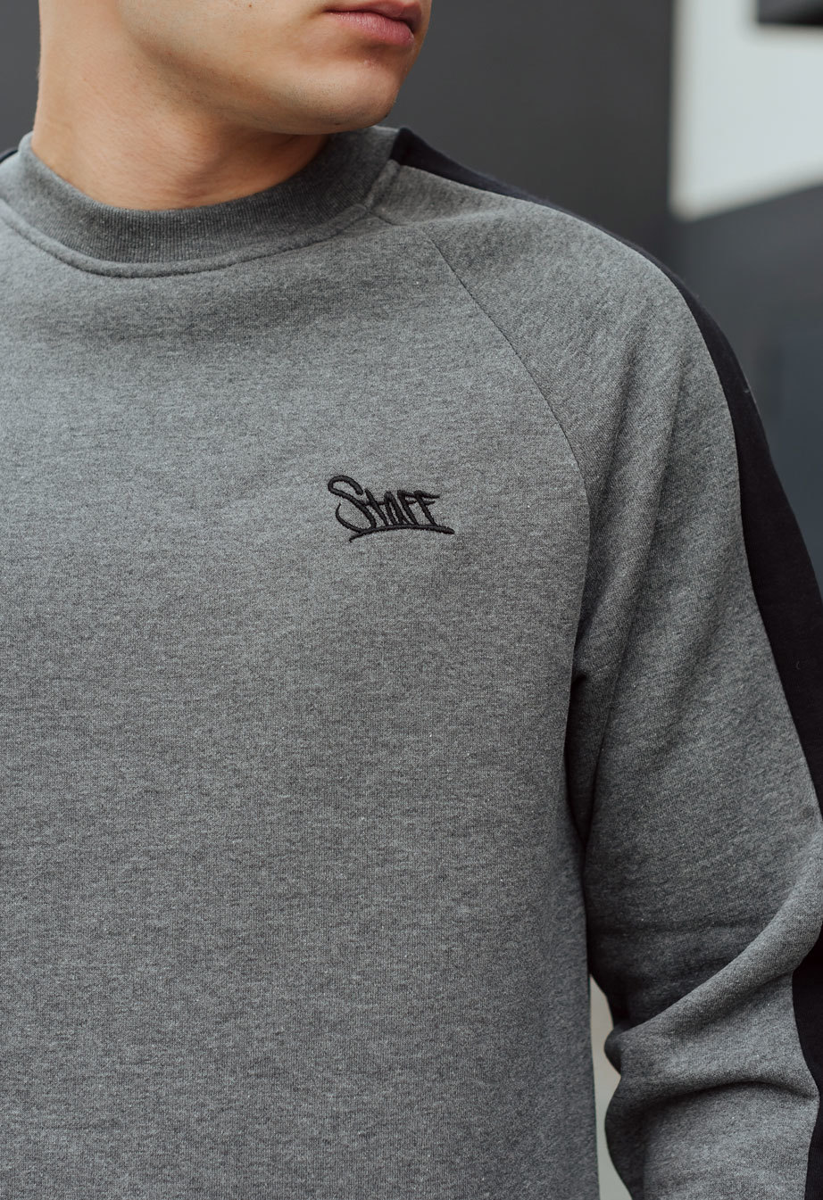 Світшот чоловічий Staff dark gray melange line logo fleece темно-сірий меланж для підлітка ...