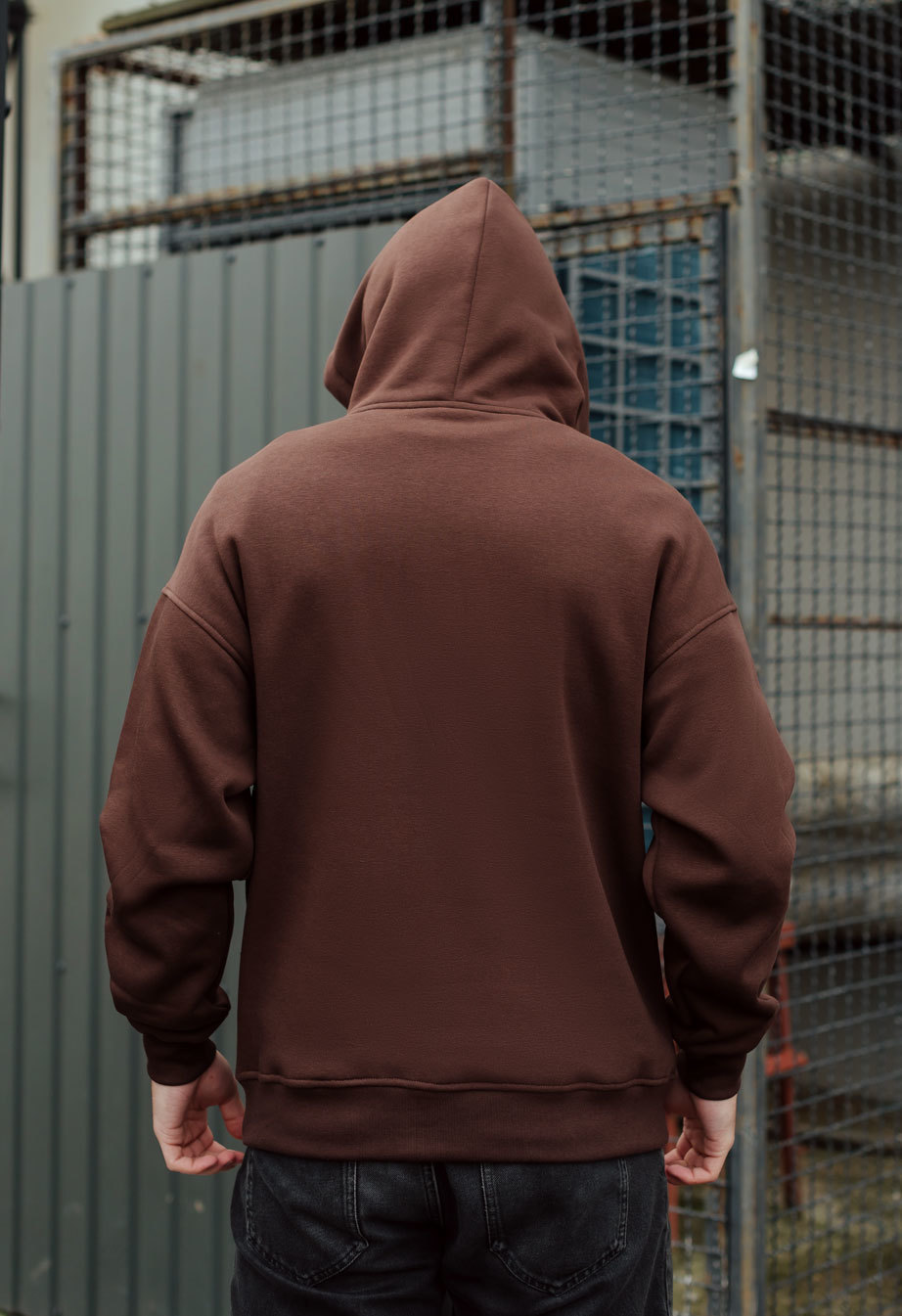 Толстовка чоловіча Staff brown oversize fleece коричнева бавовняна однотонна оверсайз модна на ...