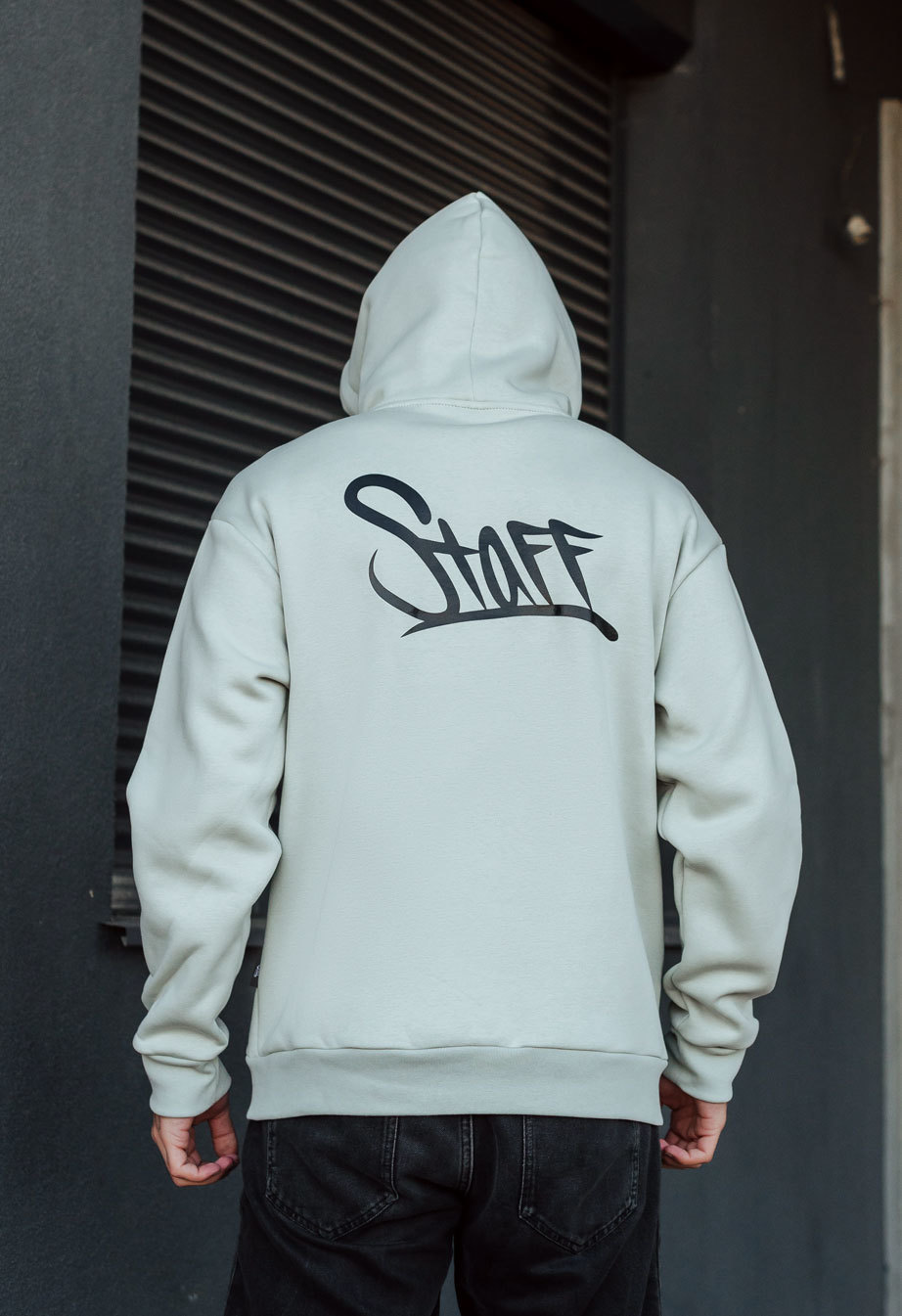 Чоловіче худі Staff light gray logo oversize fleece світло-сіре тепле для хлопця бавовняне ...