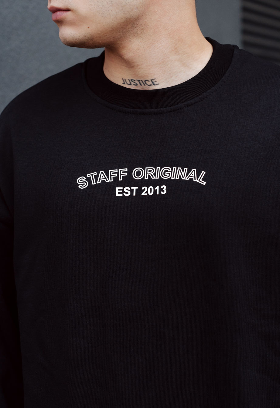 Світшот чоловічий Staff black original oversize fleece чорний бавовняний з логотипом модний ...