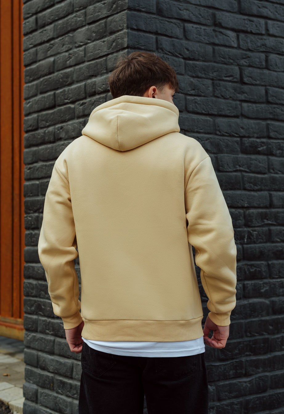 Толстовка чоловіча Staff beige basic oversize fleece бежева оверсайз для хлопця тепла на флісі ...