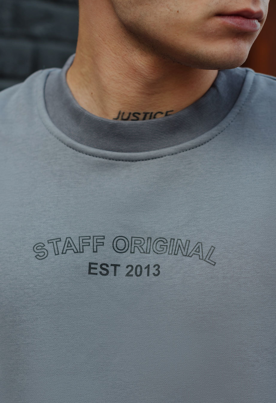 Світшот чоловічий Staff gray original oversize fleece сірий на флісі з логотипом бавовняний ...