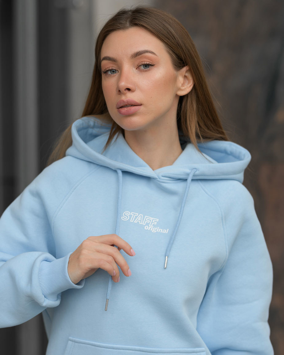 Толстовка жіноча Staff original light blue oversize fleece блакитна оверсайз на флісі для жінки ...