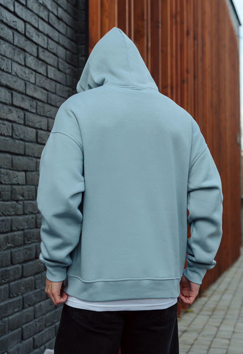 Толстовка чоловіча Staff light blue oversize fleece блакитна однотонна на флісі оверсайз ...