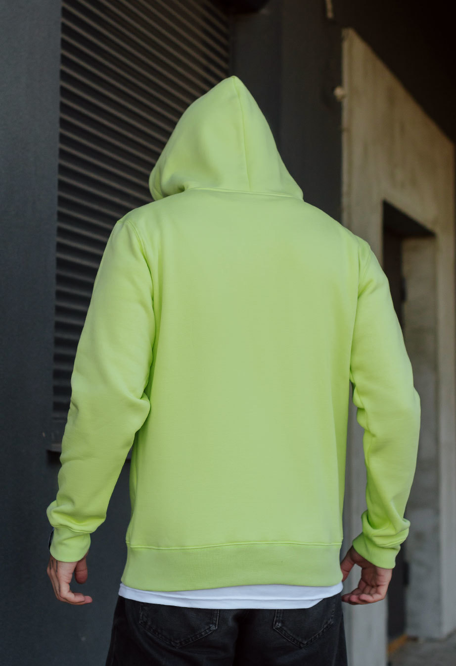 Толстовка чоловіча Staff light green basic fleece (defect) салатового кольору бавовняна базова ...