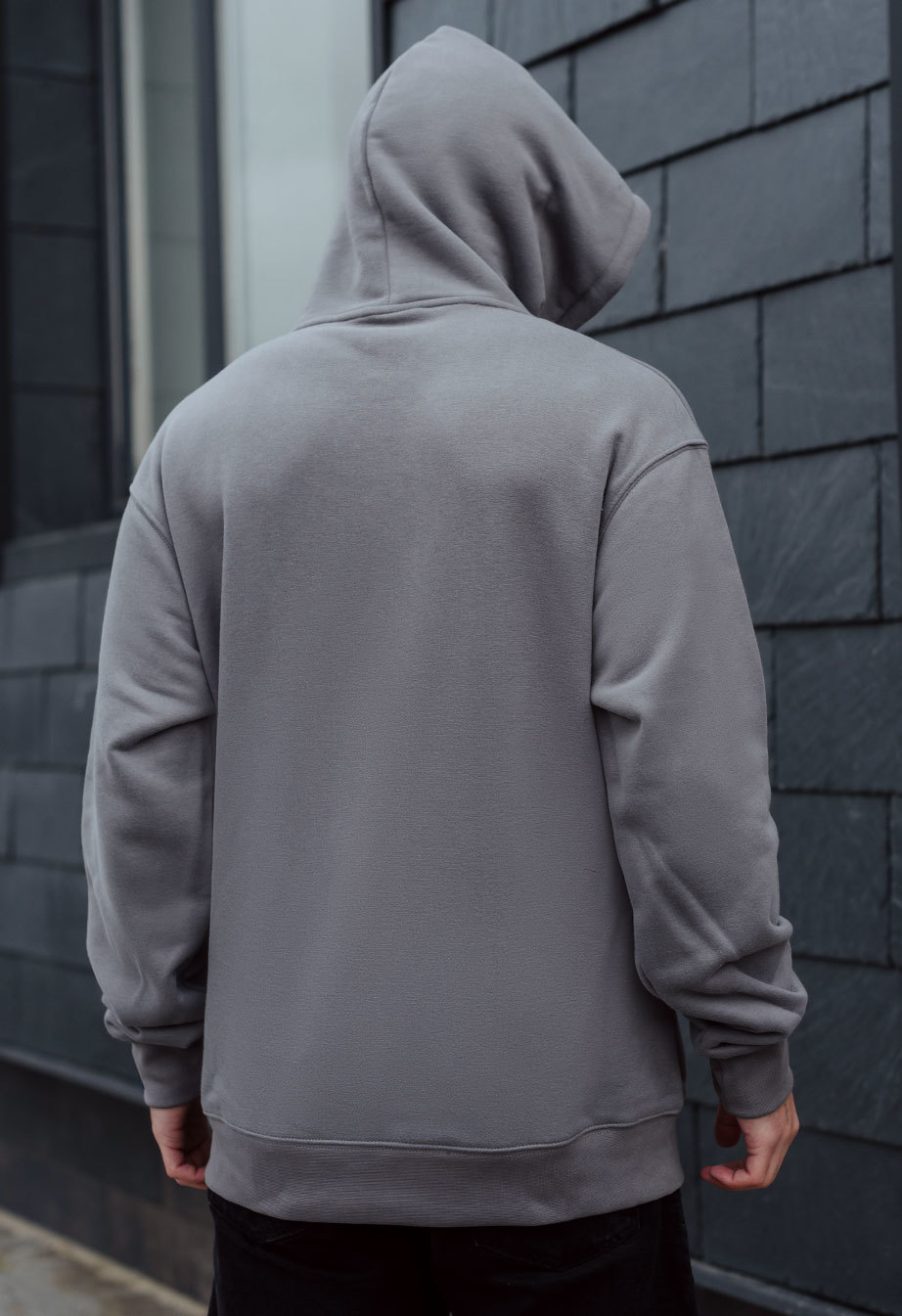 Толстовка чоловіча Staff gray basic oversize fleece сіра недорога однотонна базова утеплена на ...